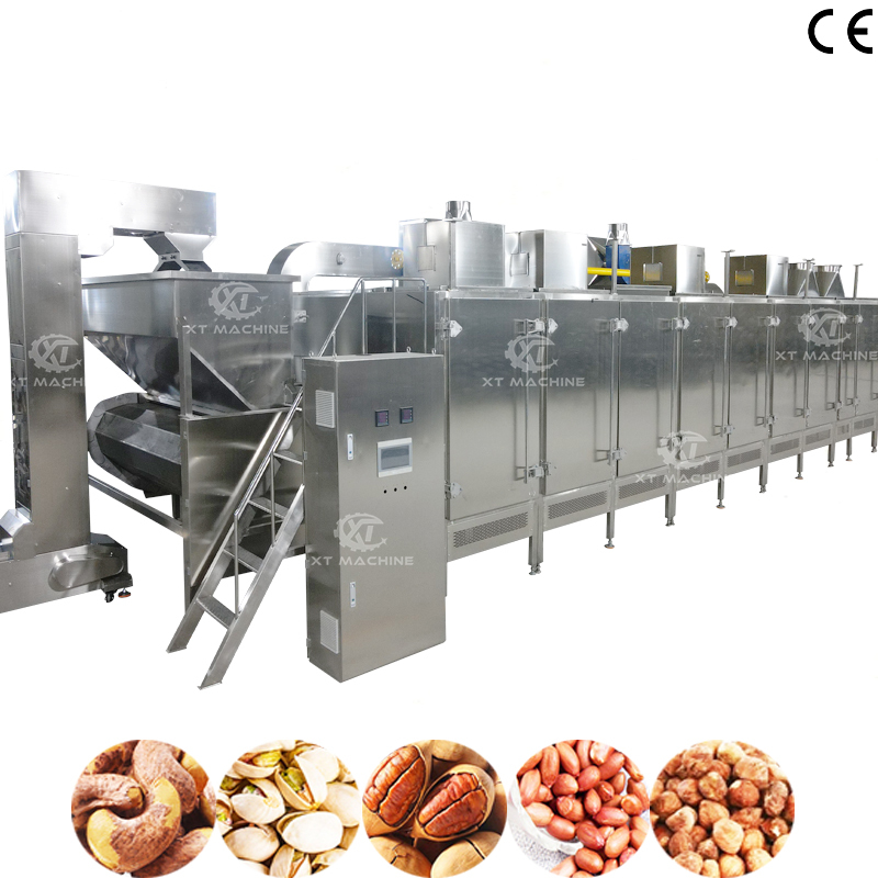 Adjustable Temperature SS304 Continuous Nuts Roasting Machine